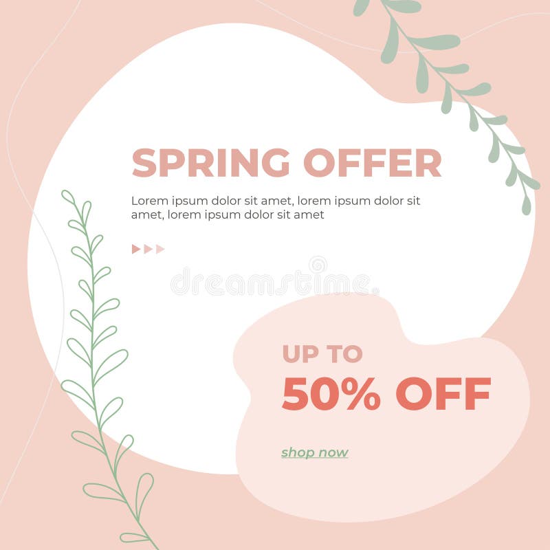 Spring Offer Elegant Banner with Soft Color Stock Vector - Illustration ...