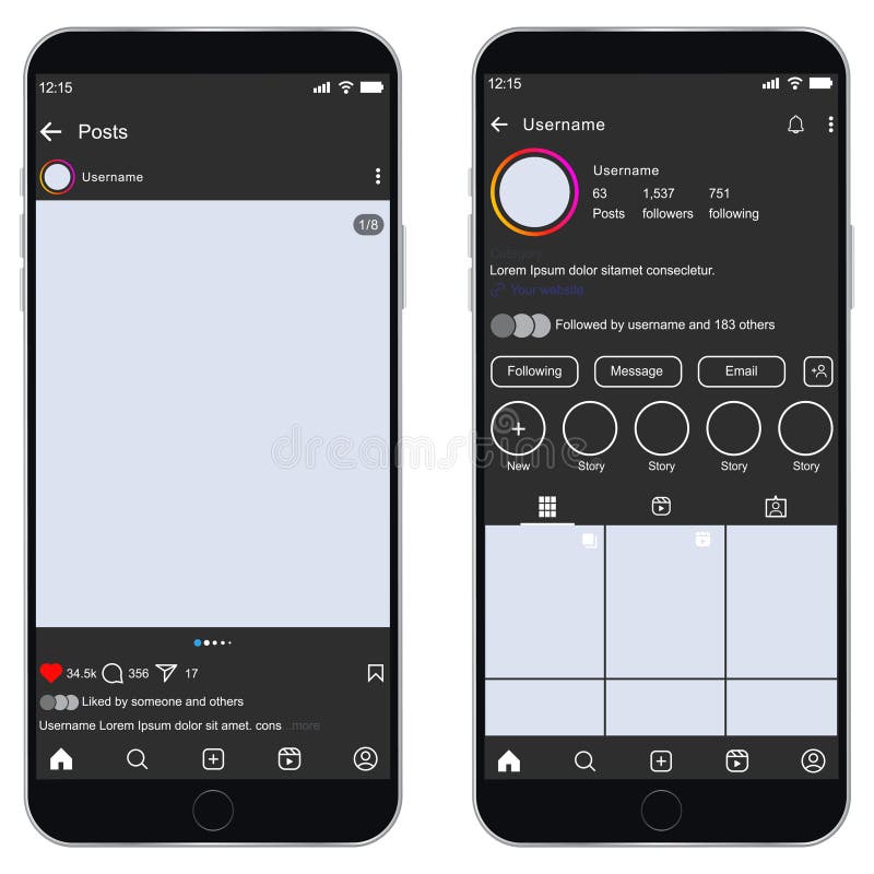 Instagram App UI Interface Update Mockup for Apps and Website Vector ...