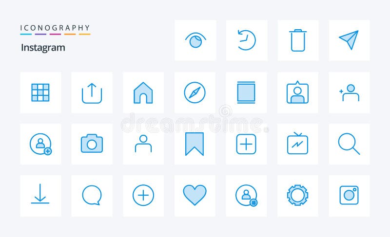 25 Instagram Blue Icon Pack Editorial Stock Photo - Illustration of ...