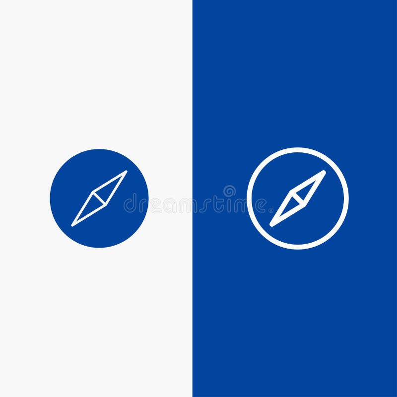 Instagram, Compass, Navigation Line and Glyph Solid Icon Blue Banner ...