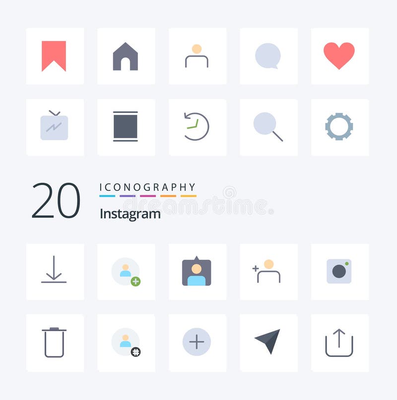 20 Instagram Flat Color Icon Pack Like Sets Social Sets Photo Camera ...