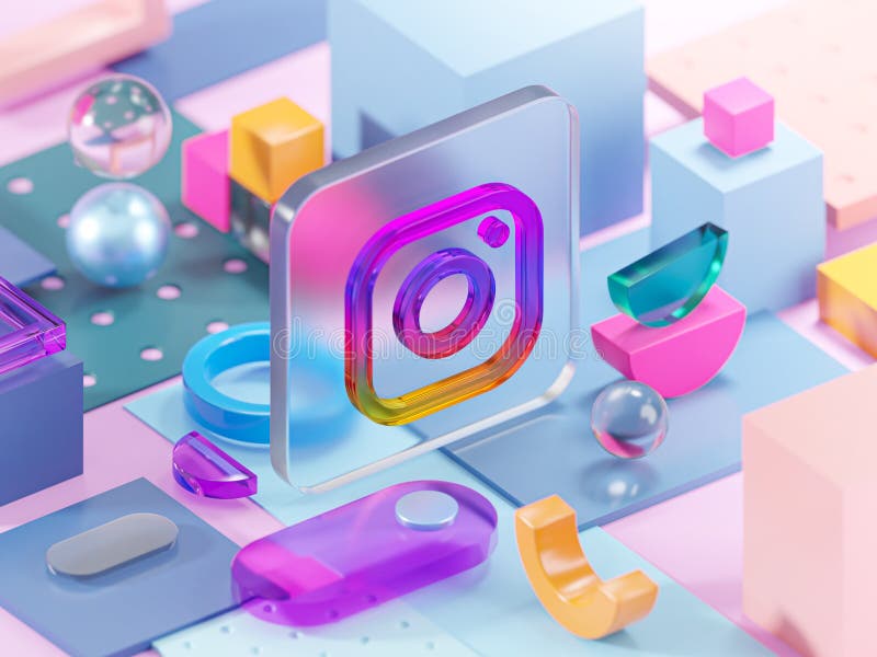 Instagram Glass Geometry Shapes Abstract Composition Art 3D Rendering ...