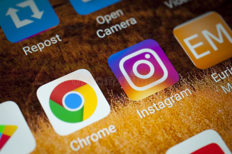 The Instagram Icon App on the Screen of a Smartphone Editorial ...