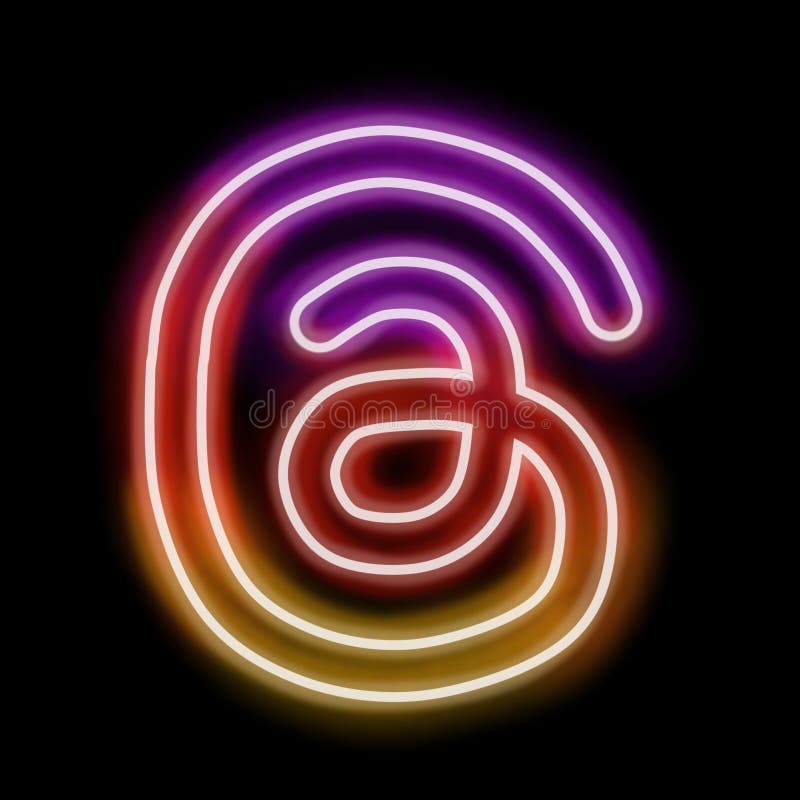 Threads Icon Sign with a Neon Art Style Isolated on Transparent ...