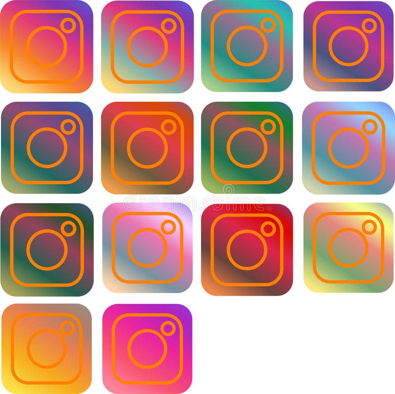 Instagram Icons Set Gradient Style Orange Based Editorial Photography ...