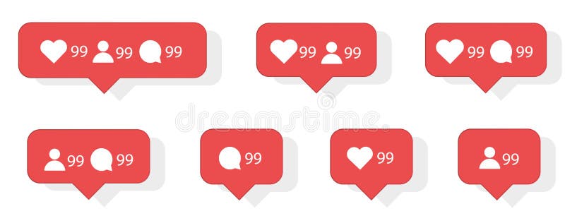 Instagram Icons Set. Like, Comment, Follower and Notification Icons ...