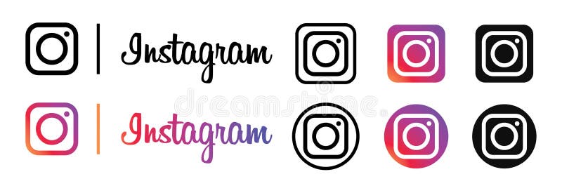 Instagram Logo Icon Set with Text and Gradient Styles Editorial Stock ...