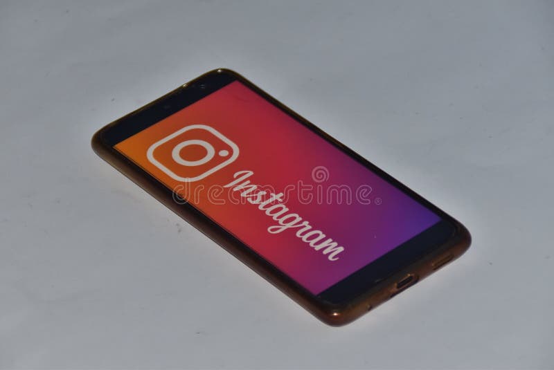 Instagram Logo on Mobile Screen for Wallpaper or Background Editorial ...