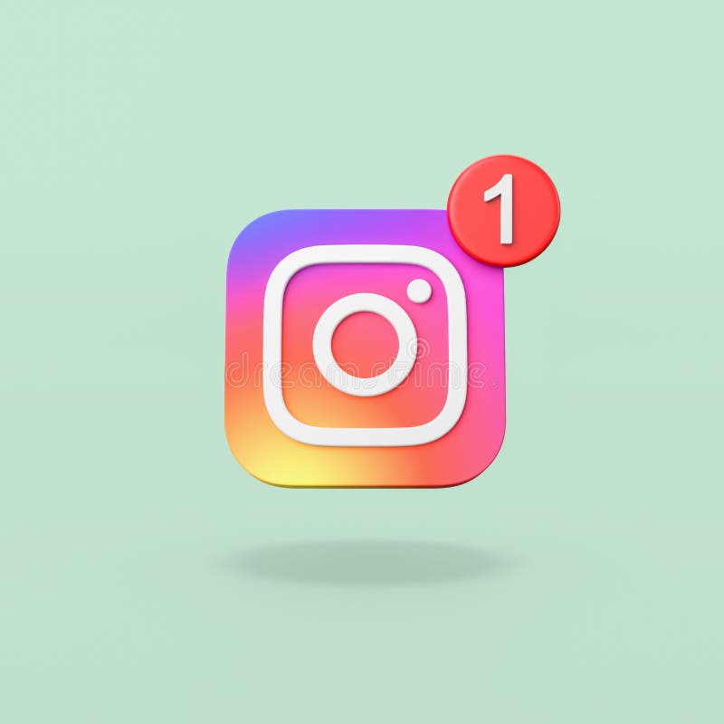 Instagram Logo with 1 Notification on Green Background Editorial Stock ...