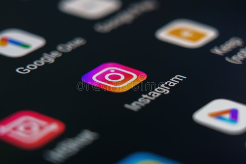 Instagram Mobile App Logo on Smartphone Android Touch Screen Editorial ...