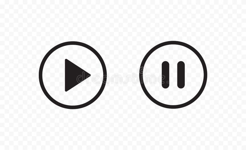 Play and Pause Vector Button Black Icons Isolated on Transparent ... Play and Pause Vector Button Black Icons Isolated on Transparent ...