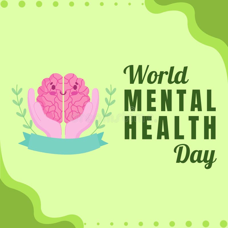 Social Media Post Celebrating Mental Health Day Stock Illustration ...