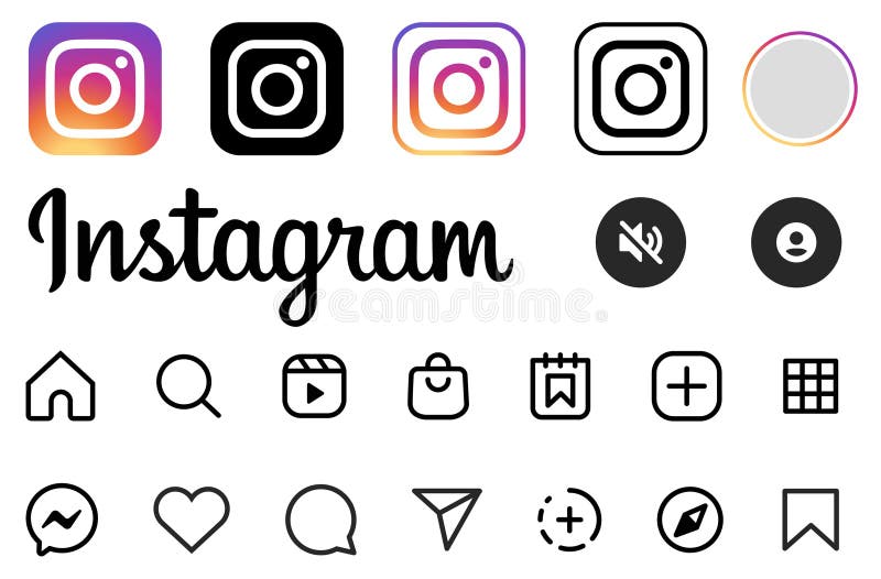 Instagram Set of Mobile App Interface Icons and Logos. Social Media ...