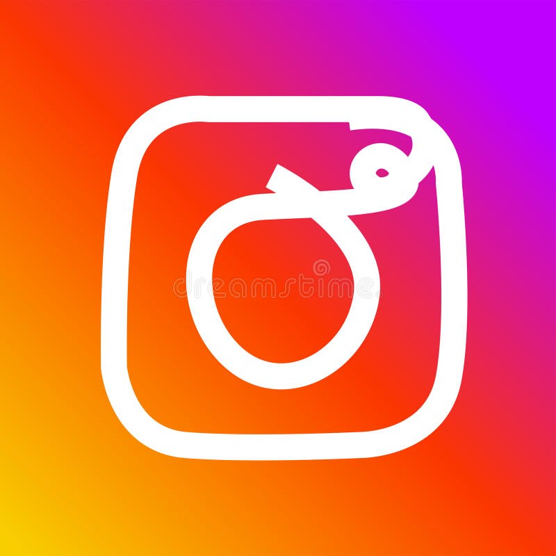 Instagram Social Media App Icon in Handmade Line Illustration Editorial ...