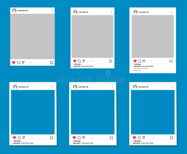 Instagram Social Media Posts Layout Mockup Vector Template Set ...