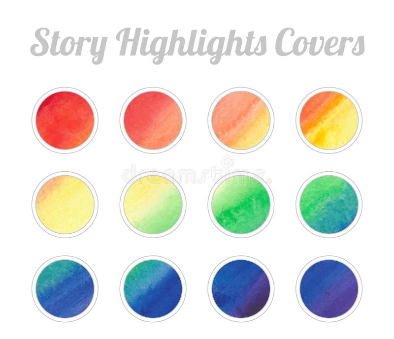 Set of Story Highlights Covers Icons. Colorful Watercolor Background ...
