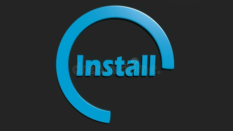 Install Blue Write Inside a Turning Bleue Circle on Black Background ...