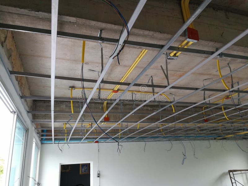 Install the Ceiling Frame and Wiring Pipe. Stock Photo - Image of ...