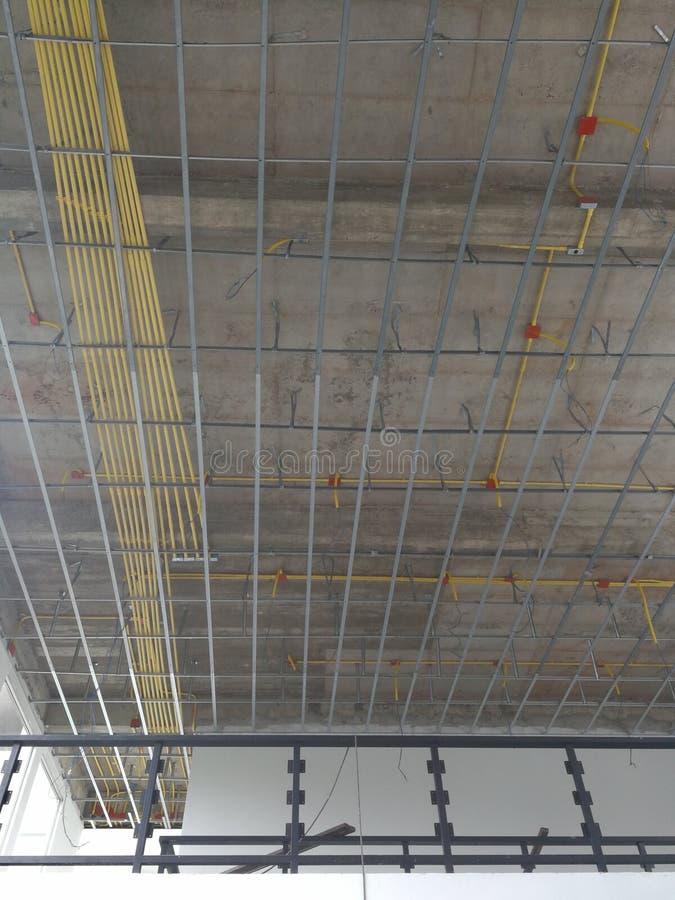Install the Ceiling Frame and Wiring Pipe. Stock Image - Image of board ...