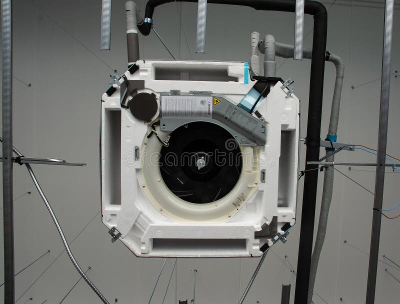 Install Ceiling Mounted Cassette Type Air Conditioner Unit Stock Image ...