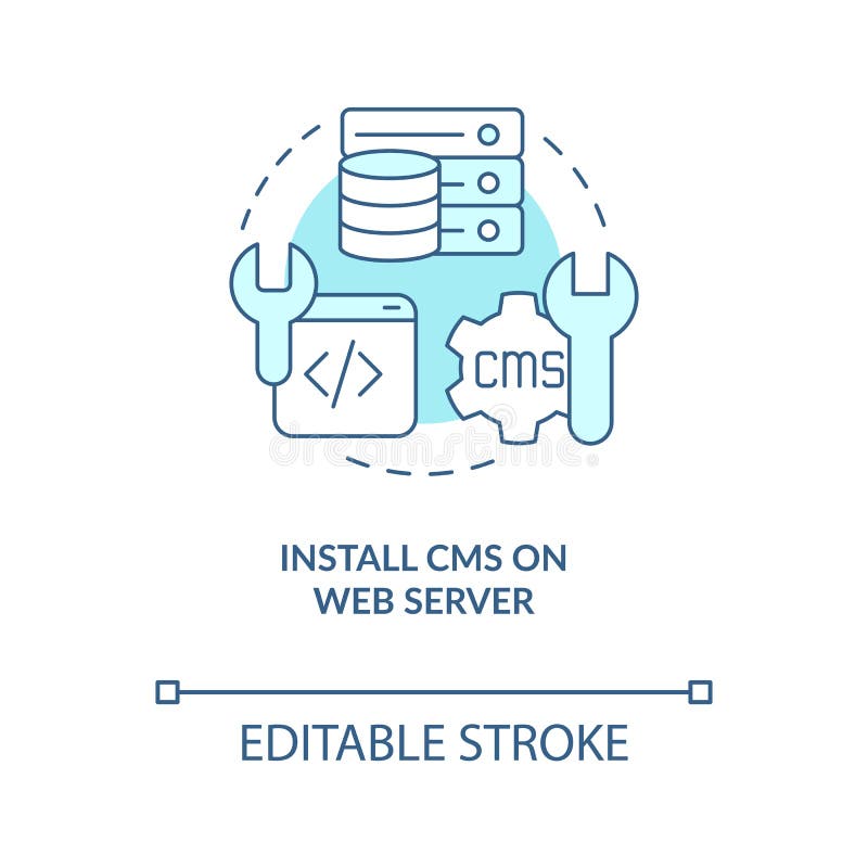 Install CMS on Web Server Turquoise Concept Icon Stock Vector ...