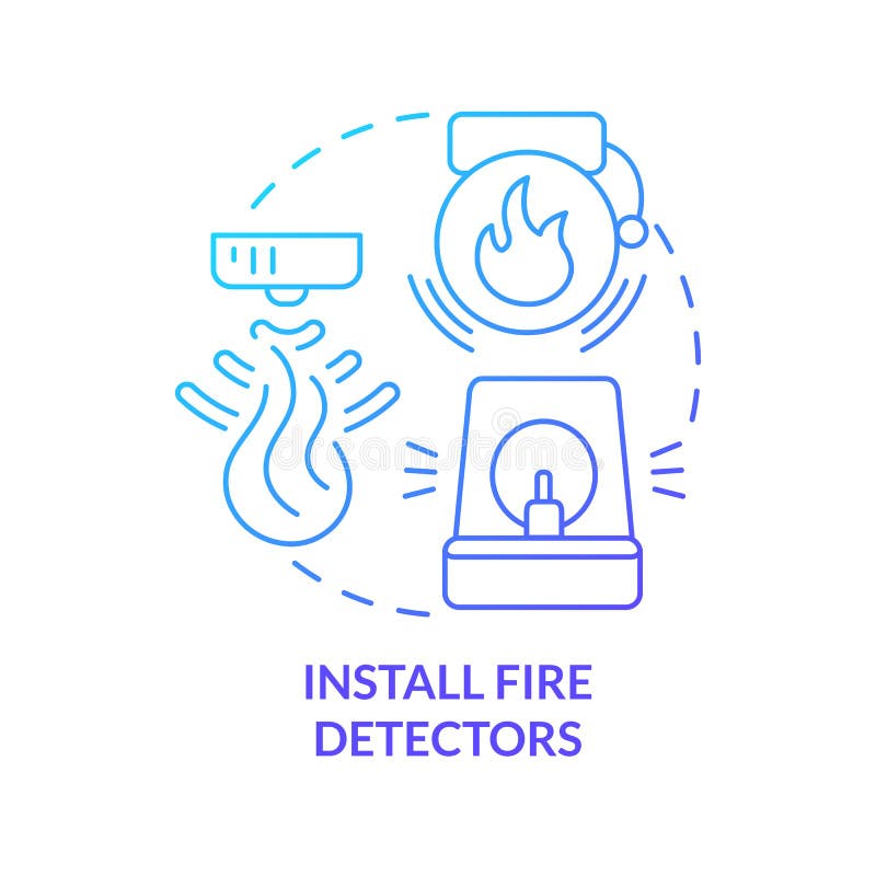 Install Fire Detectors Blue Gradient Concept Icon Stock Vector ...