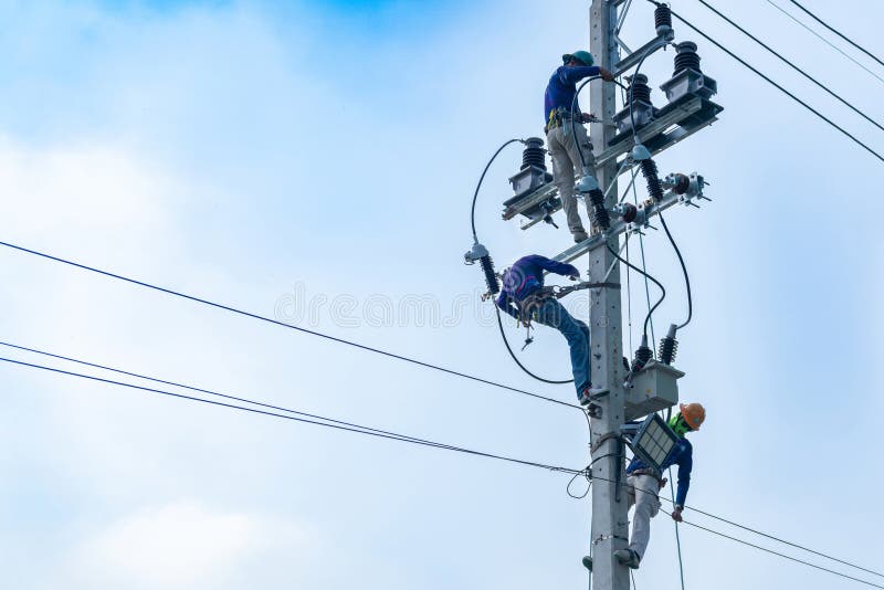 Install High Voltage Power Poles Stock Photos - Free & Royalty-Free ...