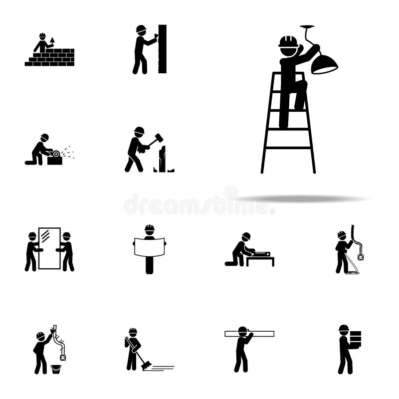 Install, Lamp Worker Icon. Construction People Icons Universal Set for ...