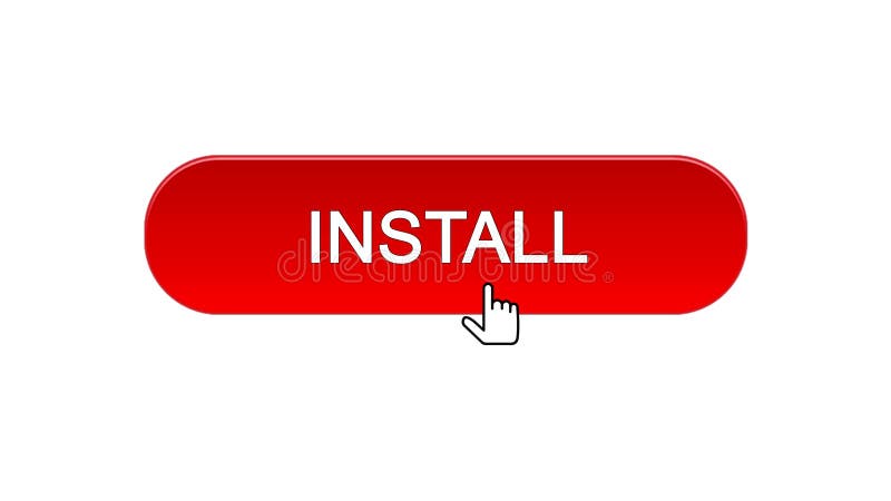 Install Web Interface Button Clicked With Mouse Cursor Red Color Application Stock