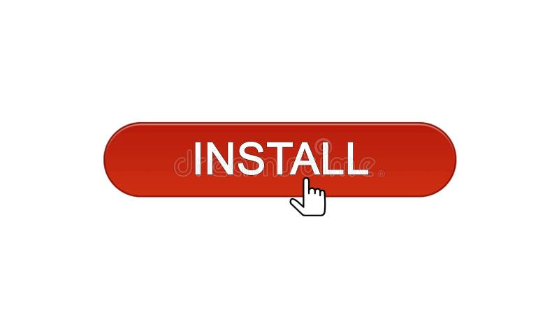 Install Web Interface Button Clicked with Mouse Cursor, Wine Red, Application Stock Illustration ...