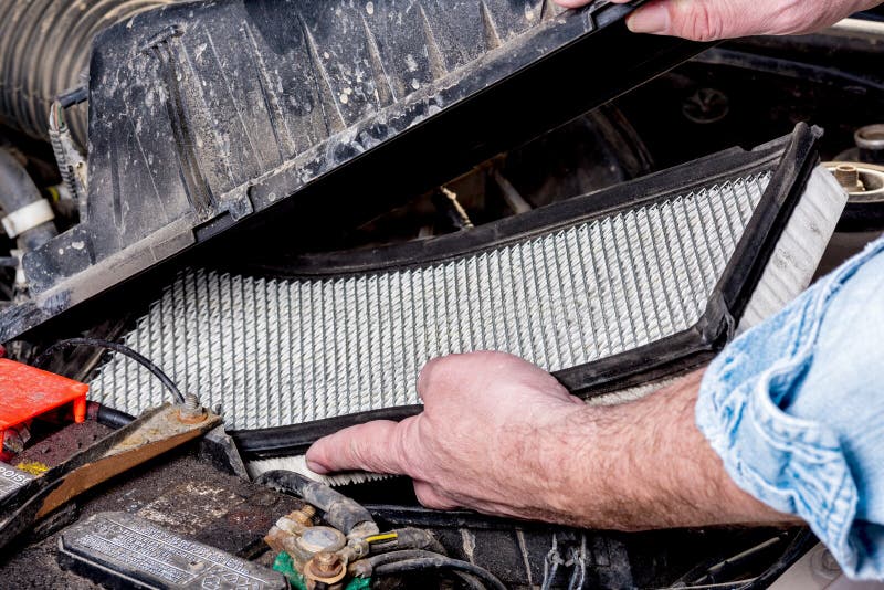Installation of Air Cleaner Filter in Car Stock Image - Image of engine ...