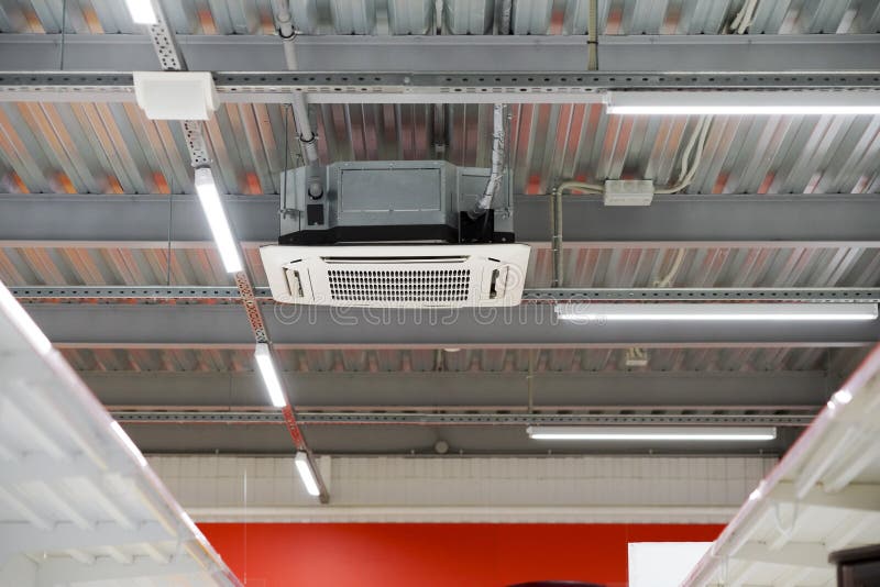 Installation of Air Conditioning on the Ceiling Stock Photo - Image of ...