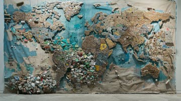 Installation Artwork of World Map Consisting of Garbage and Plastic ...