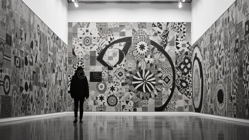 Art Installation in Black and White Stock Image - Image of mountains ...