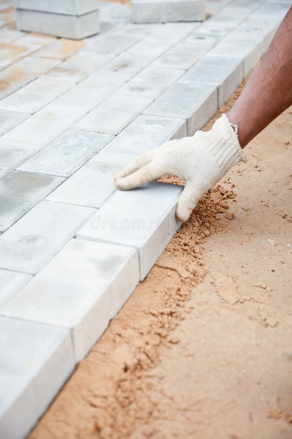 Installation of Brick Platform - Laying Bricks Stock Photo - Image of ...