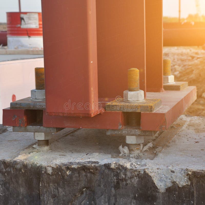 Installation of Building Structures Using Anchor Blocks. Stock Photo ...