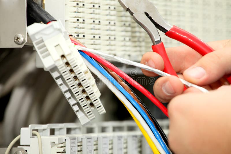 Installation a Cable of Communication Stock Image - Image of cable ...