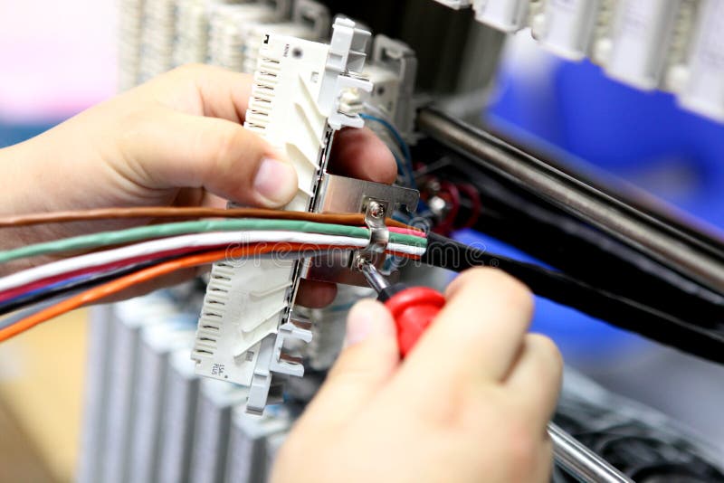 Installation a Cable of Communication Stock Image - Image of ...