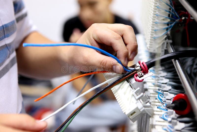 Installation a Cable of Communication Stock Image - Image of vein ...