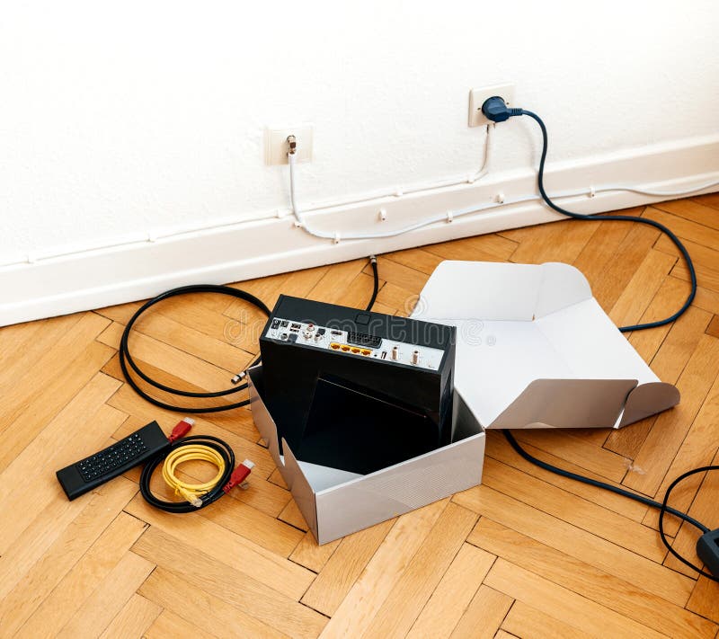 Installation of Cable Internet Provider Modem Set-box Stock Image ...