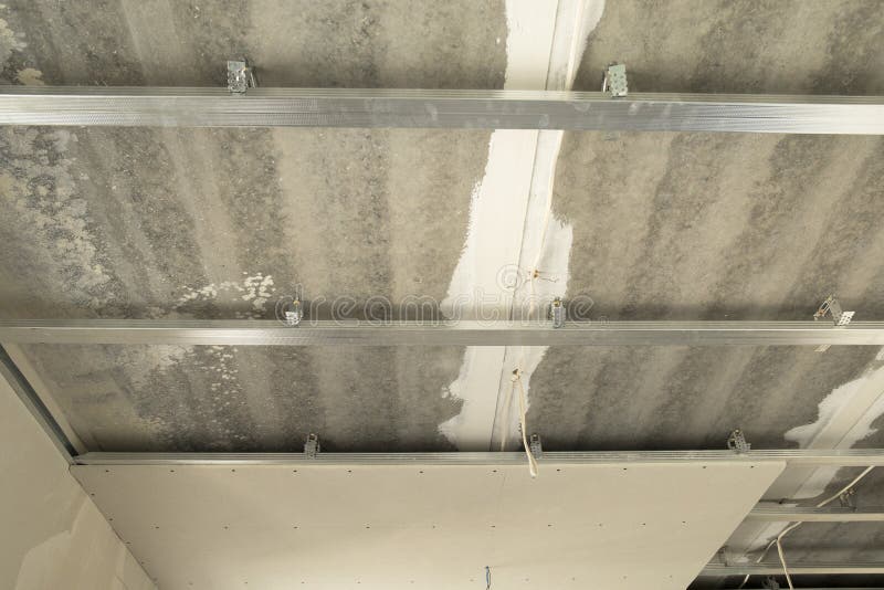 Installation the Ceiling Profile in the New Flat Stock Image - Image of ...