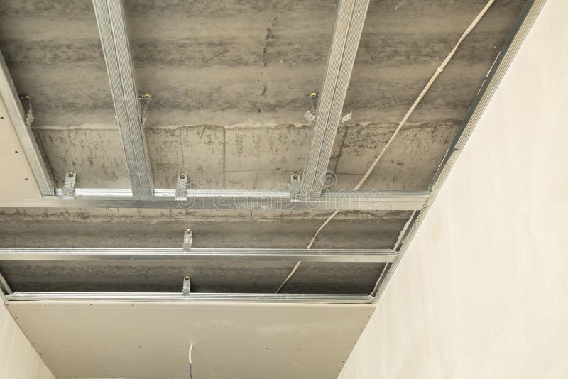 Installation the Ceiling Profile in the New Flat Stock Image - Image of ...