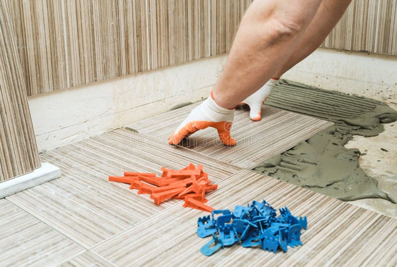 Installation of Ceramic Tiles. Stock Image - Image of laying, tiler ...