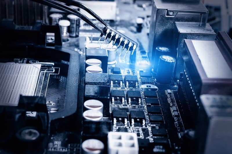 Installation of the Chip by a Technician Stock Image - Image of ...