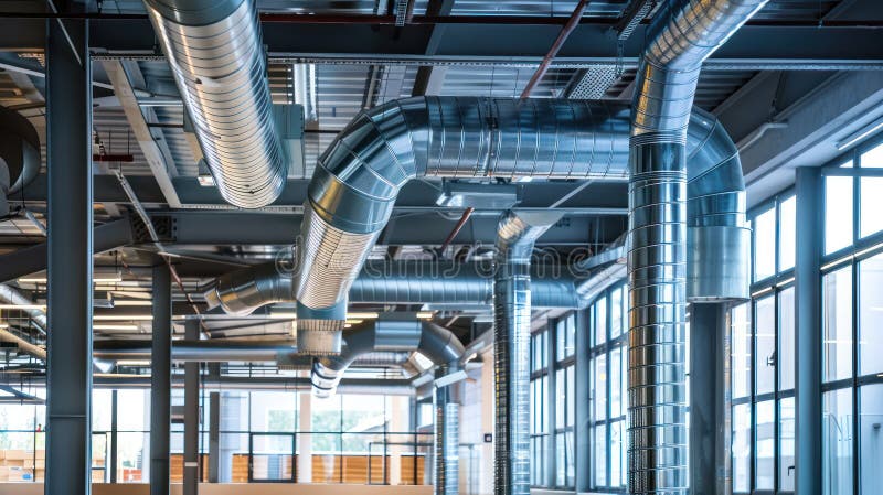 Installation of a Commercial HVAC System Stock Illustration ...