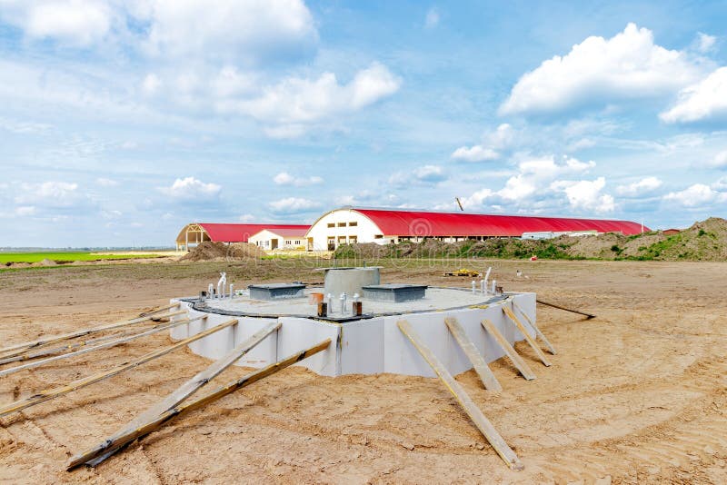 Installation of a Concrete Foundation for a Water Tower Stock Photo ...