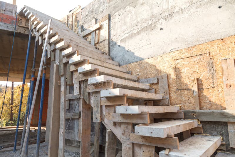 Installation of Concrete Steps during the Construction of a House Stock ...