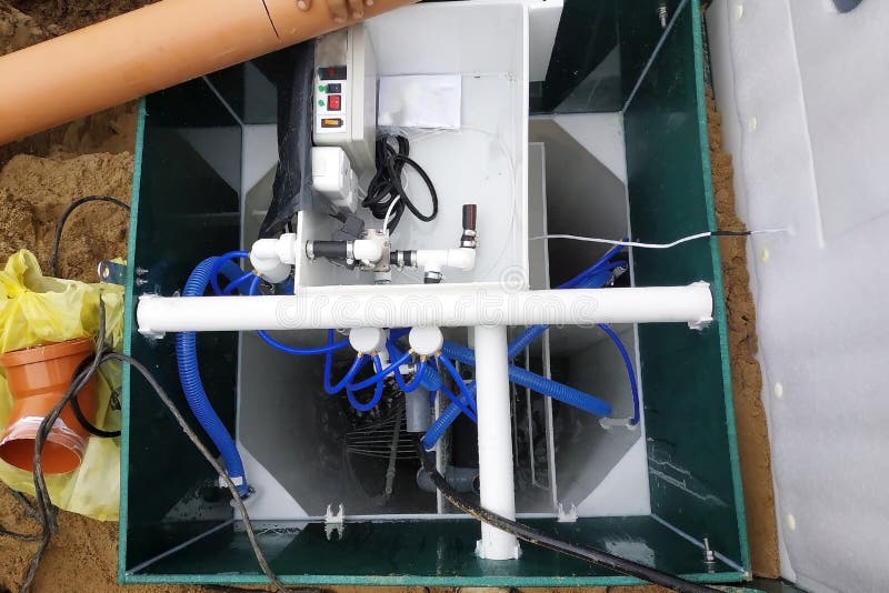 Installation and Connection of the Sump To the Mains Stock Image ...