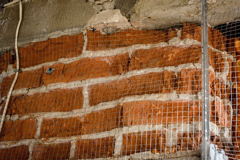 Installation Construction Metal Grid for Plaster Application Stock ...