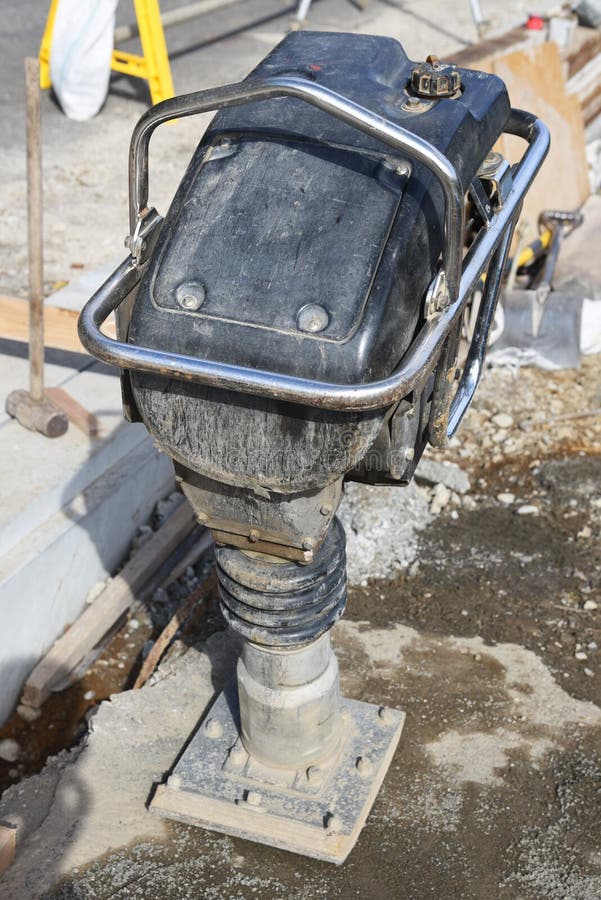 Installation Construction of Street Gutter on the Road Stock Image ...